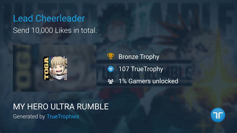 Lead Cheerleader Trophy In My Hero Ultra Rumble