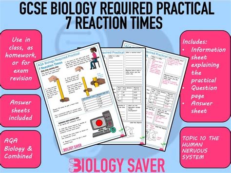 Gcse Biology Practical 7 Reaction Times Teaching Resources