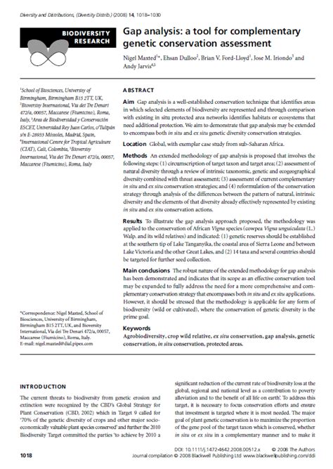 Gap Analysis A Tool For Complementary Genetic Conservation Assessment Crop Wild Relatives