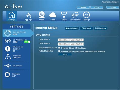 DNS Setting GL INet Router Docs 2