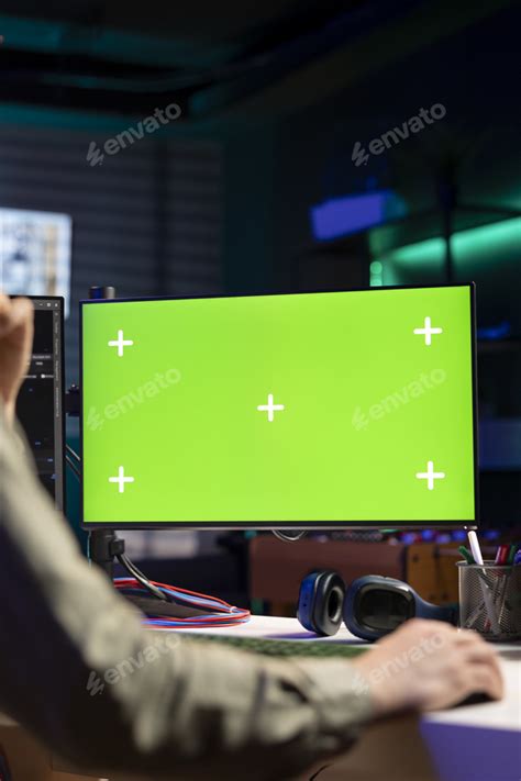 It Professional Upgrading High Tech Ai Using Chroma Key Computer Stock