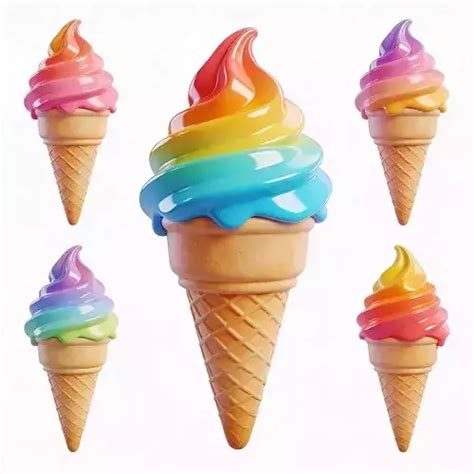 3d Model Stylized 3d Rainbow Swirl Ice Cream Model Vr Ar Low Poly