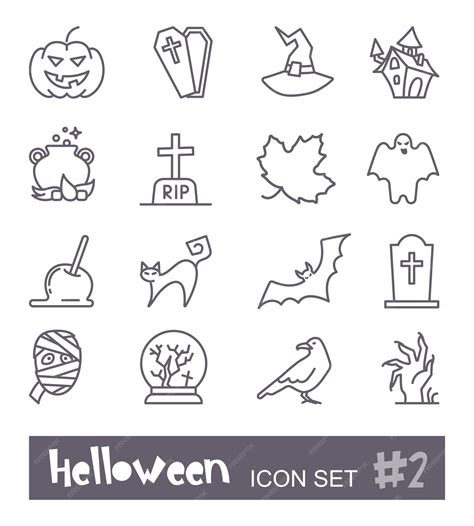 Premium Vector Linear Icons With Traditional Halloween Symbols Vector