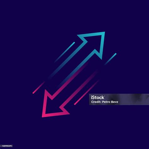 어두운 배경에 분리된 화살표가 있는 위아래 추세입니다 위아래로 방향이 다른 두 개의 화살표 증권 거래소의 개념 상인 손익 상승과 하락 벡터 그림 가격에 대한 스톡 벡터 아트