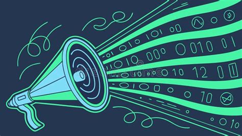 Megaphone With Sound Waves And Binary Code Digital Communication Vector Design Generative Ai