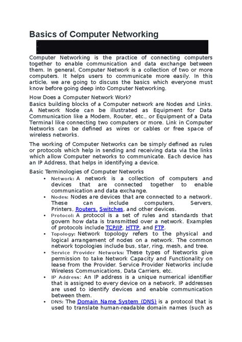 Basics Of Computer Networking Basics Of Computer Networking Computer