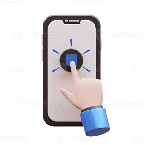 Hand Gesture Tap Stop Button 3d Illustration 24253398 Png