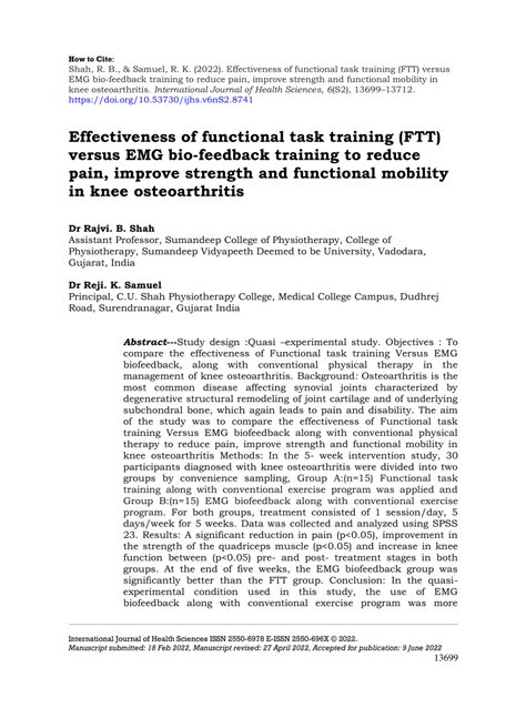Pdf Effectiveness Of Functional Task Training Ftt Versus Emg Bio
