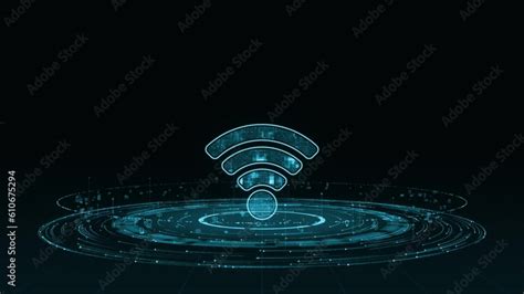Motion Graphic Of Blue Wifi Logo With Particle Ring Circle Rotation With Ai Technology Icon On