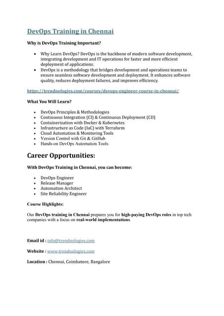 Devops Courses Training In Chennai Pdf