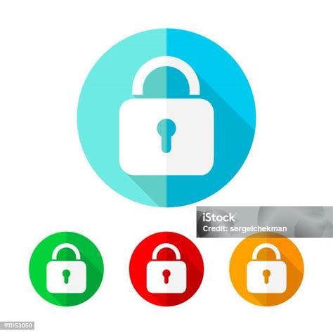 컬러 자물쇠 아이콘의 집합입니다 벡터 일러스트입니다 그림자에 대한 스톡 벡터 아트 및 기타 이미지 그림자 단순함 맹꽁이자물쇠 Istock