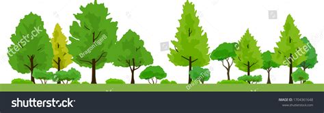Landscape Green Lush Trees Background Illustration Stock Vector Royalty Free 1704361648