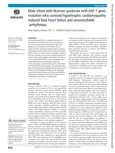 Pdf Male Infant With Noonan Syndrome With Raf 1 Gene Mutation Who Survived Hypertrophic