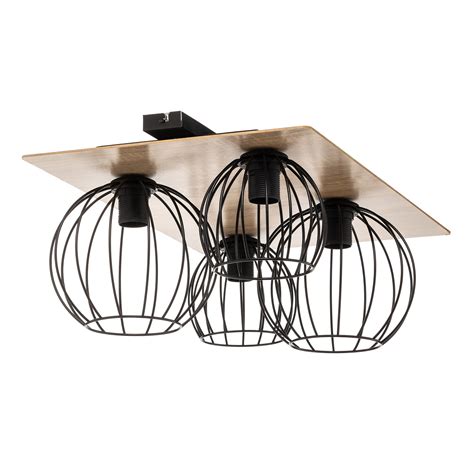 Malin Ceiling Light Angular Wooden Shade 4 Bulb Lights Ie