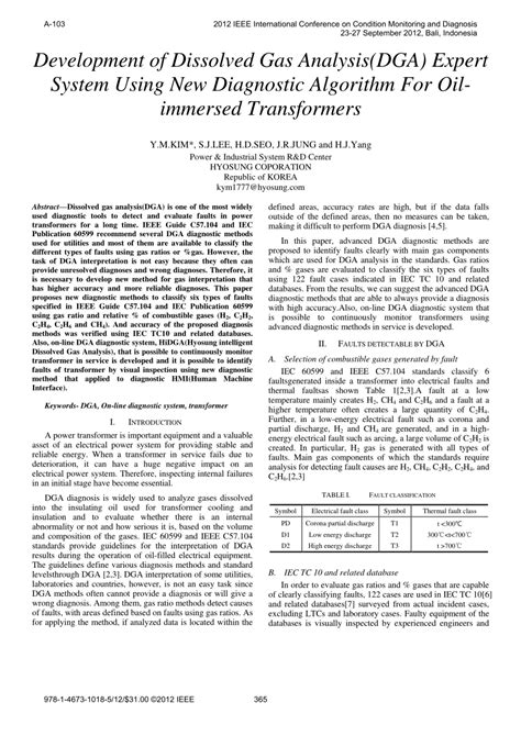 pdf development of dissolved gas analysis dga expert system using