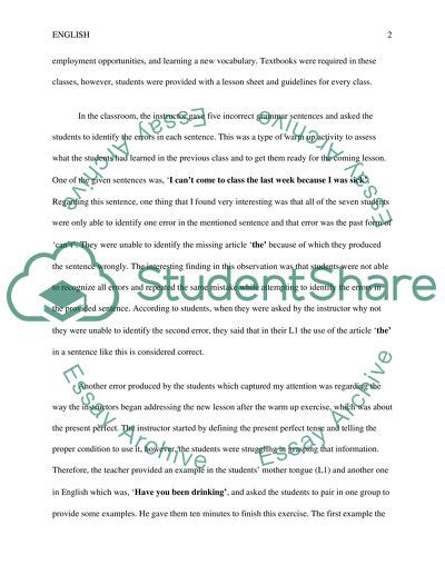 Class Observation Report Essay Example Topics And Well Written Essays