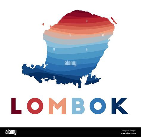 Lombok Map Map Of The Island With Beautiful Geometric Waves In Red