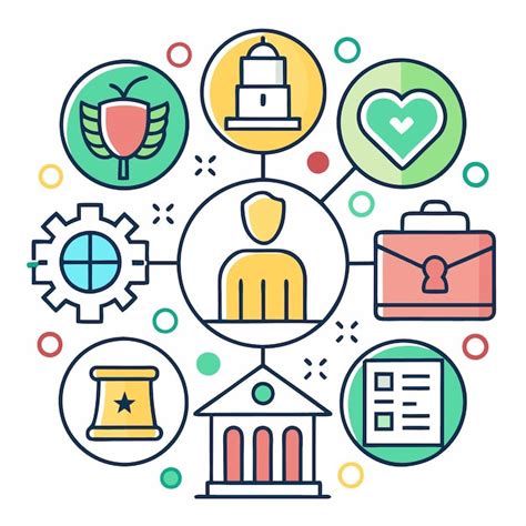 Person With Connections To Heart Document Gear Building Shield And