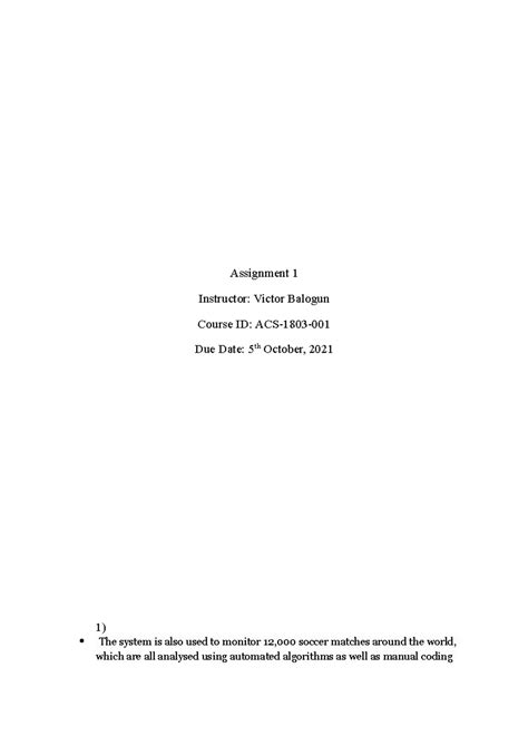Assignment 1 Final Assignment 1 Instructor Victor Balogun Course Id