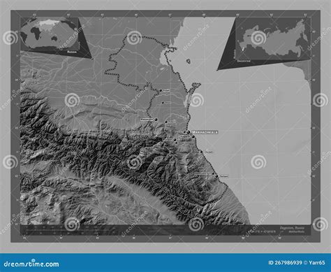 Dagestan Russia Bilevel Labelled Points Of Cities Stock Illustration