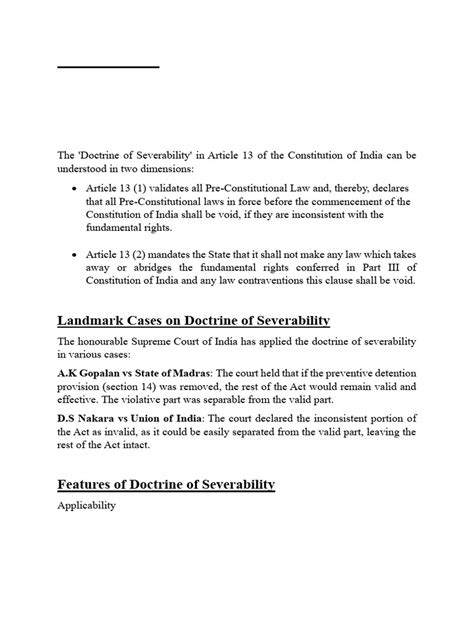 Doctrine Of Severability Pdf Political Charters Government