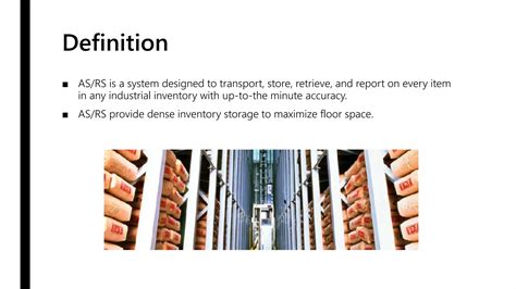automated storage retrieval systems explained pptx data storage