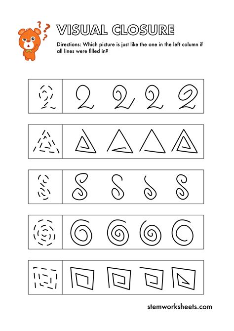 Free Visual Closure Pack 1 Stemworksheets
