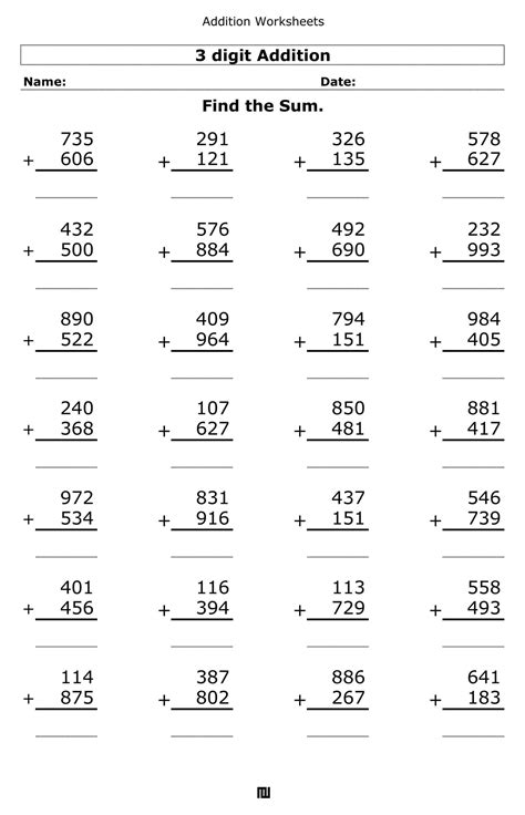 Free 3 Digit Addition Worksheet With Regrouping Free4classrooms Printable Pdf Template