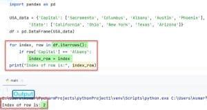 Find The Index Of A Row In Pandas DataFrame