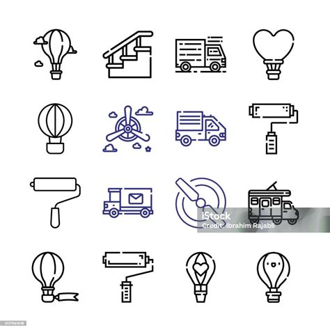 이동 아이콘 선 아이콘으로 설정합니다 현대적인 얇은 라인 스타일 웹 및 모바일 아이콘에 적합합니다 벡터 일러스트 레이 션 Eps 10 0명에 대한 스톡 벡터 아트 및 기타