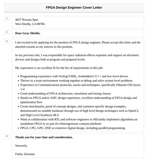 FPGA Design Engineer Cover Letter Velvet Jobs