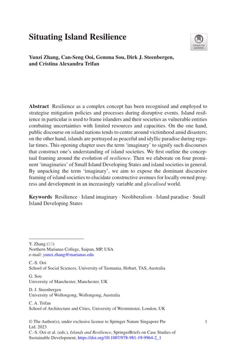 Pdf Situating Island Resilience