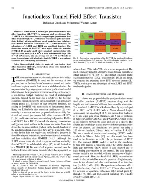 Junctionless Fet Pdf Field Effect Transistor Mosfet