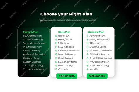 premium vector pricing table ui design for digital marketing