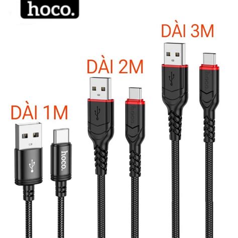 Dây Sạc Nhanh Type C 3a Chính Hãng Hoco Cáp Bọc Dù Usb Typec Andoird
