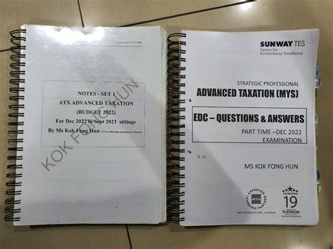 Acca Atx Mys September 2023 Sunway Notes Workbook And Summary Notes