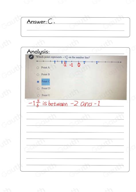 solved which point represents 1 5 6 on the number line point a point
