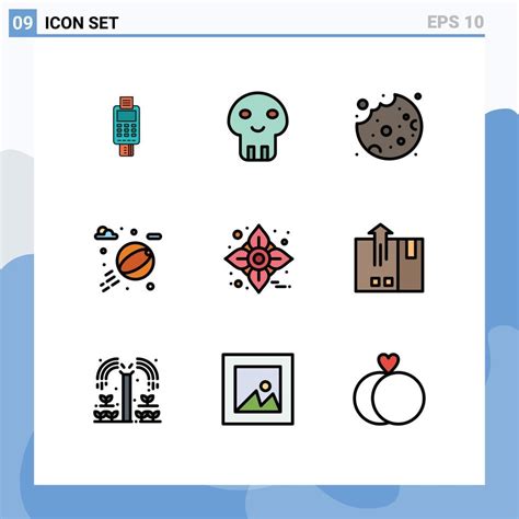 Mobile Interface Filledline Flat Color Set Of 9 Pictograms Of