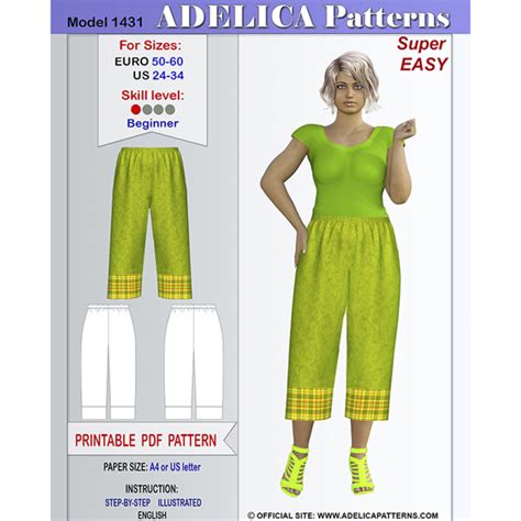 Plus Size Easy To Sew Loose Fitting Capris Sewing Pattern For Sizes 24