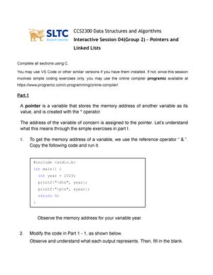 Dat Structure And Algorithms Tutorial 1 Docx CCS2300 Data Structures