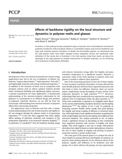Pdf Effects Of Backbone Rigidity On The Local Structure And Dynamics