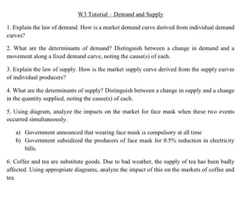 Solved 1 Explain The Law Of Demand How Is A Market Demand