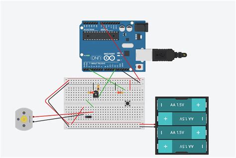 push button spinning motor both arduino and motor connected to same