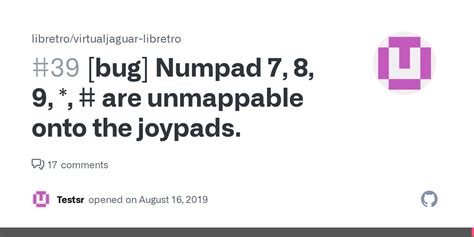 Bug Numpad 7 8 9 Are Unmappable Onto The Joypads · Issue 39 · Libretrovirtualjaguar