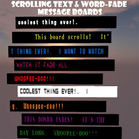 second life marketplace scrolling text and word fade message boards