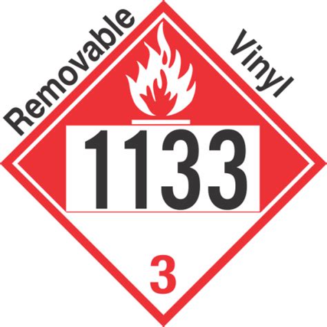Combustible Class 3 Un1133 Removable Vinyl Dot Placard