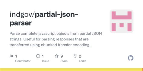 GitHub Indgov Partial Json Parser Parse Complete Javascript Objects From Partial JSON Strings