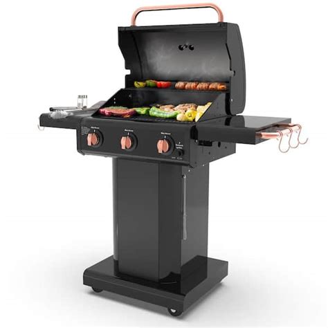 Kenmore 3 Burner Compact Propane Gas Grill In Black With Copper Accent