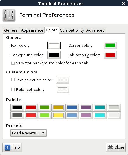 Appsterminal412preferences Xfce Docs