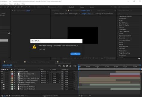 Multiple After Effect Error Codes Adobe Community 12982485